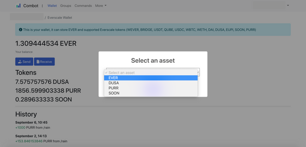 How to withdraw EVER from combot in Telegram | GrandBazar